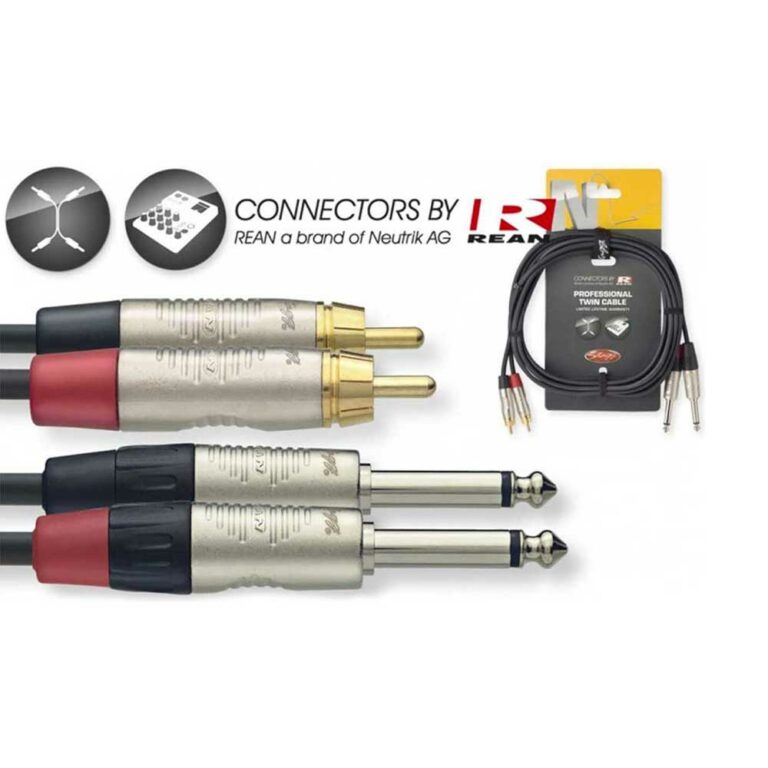 Câblage, Câbles Audio, Câbles RCA/JACK | Câble bretelle, jack/RCA (m/m), 3 m, noir, Deluxe